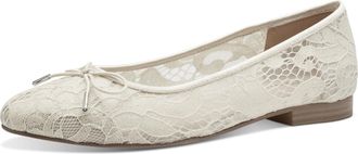 Tamaris Damen Ballerinas Textil Vegan; Ivory MACRAMEE/beige; 36