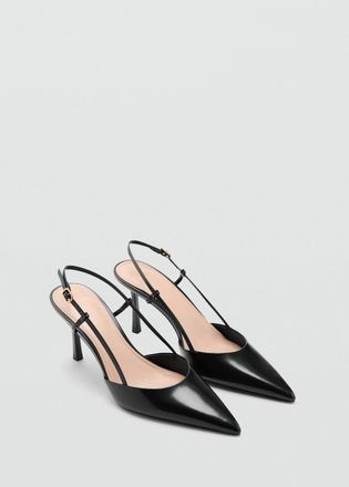 Mango Chaussures talon cuir pointues noir - Femme - 35 - MANGO