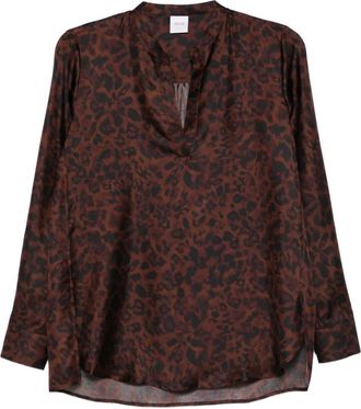 Caliban Bluse mit Animal-Print - Braun