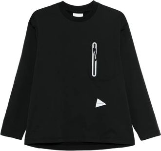 And Wander Hybrid Warm zip-pocket long-sleeved T-shirt - Schwarz