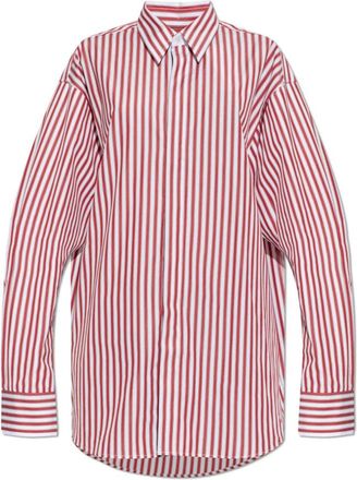 Ami &Uuml;bergro&szlig;es Baumwollhemd mit Streifen - - Blouses & Shirts - Damen - Rot - S