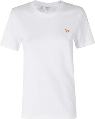 Maison Kitsun&eacute; Femme, Tops, Blanc, Taille: 42 FR Fox Head Regular Tee-Shirt