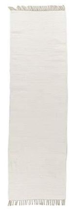 THEKO | Dhurry Teppich aus 100% Baumwolle Flachgewebe Teppich Happy Cotton | handgewebt | Farbe: Wei&szlig; | 70x250 cm