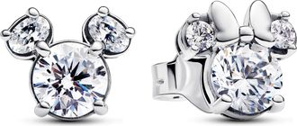 Pandora Pandora X Disney Micky Maus & Minnie Maus Funkelnde Ohrringe aus Sterling Silber mit Zirkonia, 293219C01
