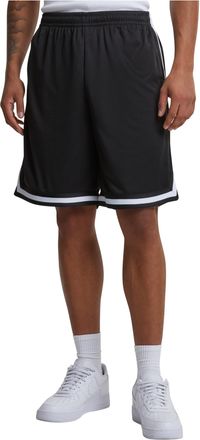 Urban Classics Herren Stripes Mesh Shorts - Loose Fit Basketball Shorts aus atmungsaktivem Polyester mit Streifendetails, ideal f&uuml;r Sport, Training & Streetwear,Blkb