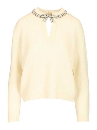 Valentino Garavani Pull Col Rond - Blanc