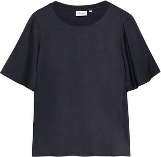 Comma Kurzarmshirt T-Shirt Blusenshirt im Fabricmix mit Volant&auml;rmeln