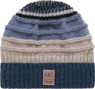 Knit Factory Dali M&uuml;tze - Strickm&uuml;tze f&uuml;r Damen und Herren - Beanie - Winterm&uuml;tze mit Wolle - Mehrfarbig - Hochwertige Qualit&auml;t - Blau