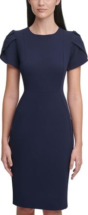 Calvin Klein Damen Tulip Sleeved Above The Knee Sheath Dress Kleid, Indigo/Mandala-Traum, 44
