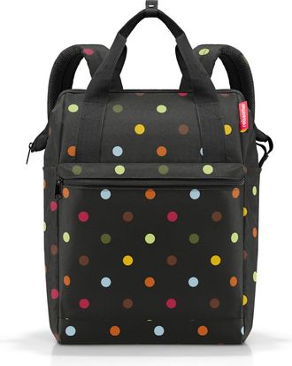 Reisenthel allrounder R Large Groß Rucksack und Tragetasche in einem Mit Stecklasche für Reisetrolleys, Couleur:dots