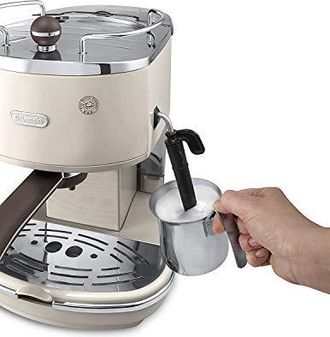 DeLonghi Vintage Icona Traditionnelle Barista Pompe Espresso Machine, Cafetière et Cappuccino, ECOV311BG, 1.4L, Crème