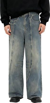 Generic Jean Homme Jeans Homme Jean Homme Regular Confortable Classique D&eacute;chir&eacute; Patchwork Asym&eacute;trique - Jambe &Eacute;vas&eacute;e Bootcut pour Silhouette Moderne Et Audaci