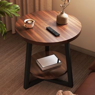 Generic Beistelltisch Holz, Kleiner Beistelltisch Mit Dreieckigem Verbindungsfu&szlig;, Beinen Aus Kohlenstoffstahl, Hohe Belastbarkeit