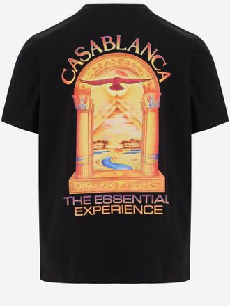 Casablanca Mens Printed Cotton T-Shirt Black Organic T-Shirts And Polos