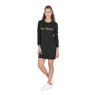Love Moschino Femme, Robes, Noir, Taille: 38 FR Robe Noire en Coton