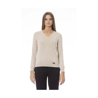 Baldinini Femme, Pulls, Beige, Taille: 38 FR Pull &agrave; col en V