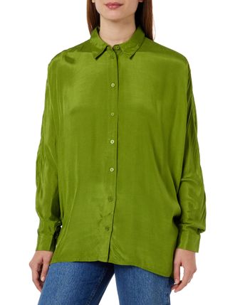 Kaffe Damen, Button-Up, lang, Batwing Sleeves Relaxed Fit Spread Collar Shirt, Calla Green, 42