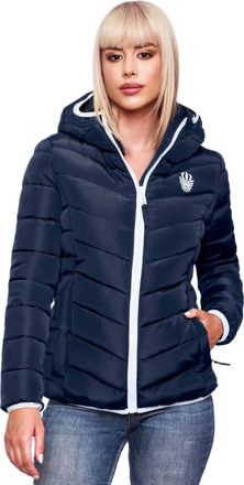 Navahoo Damen Jacke Steppjacke &Uuml;bergangsjacke gesteppt Stepp Herbst B675 [B675-Elv-Navy-Gr.S]