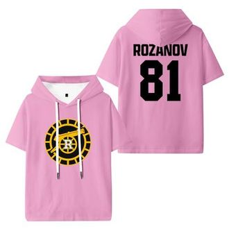 Generic Heated Rivalry Merch Ilya Rozanov T-shirt &agrave; capuche unisexe &agrave; manches courtes T-shirt d&eacute;contract&eacute; Streetwear Tops, rose, XXS