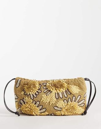 Asos Pochette avec fleurs &agrave; ornements - Jaune