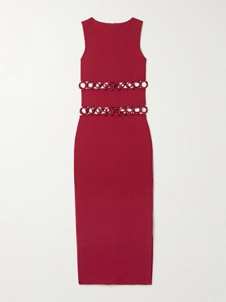 Cult Gaia River Midikleid Aus Stretch-strick Mit Cut-outs Und Verzierungen - Rot