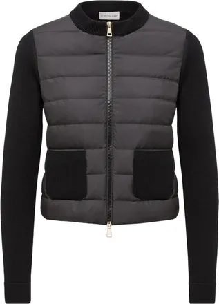 Moncler Moncler Cardigan Zipp&eacute; Matelass&eacute; En Laine, Femme, Noir, Taille: Xxl
