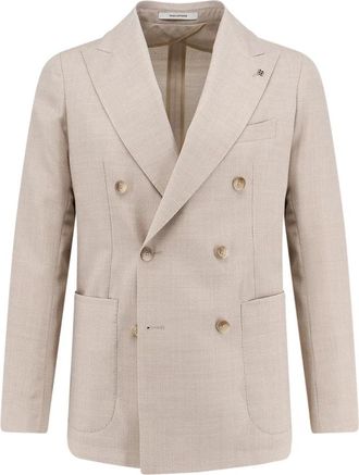 Tagliatore Homme, Vestes, Beige, Taille: 2XL Blazer crois&eacute; &agrave; chevrons