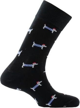 Kindy Mi-chaussettes all over teckels MADE IN FRANCE - couleur - Noir - Pointure - 39-42