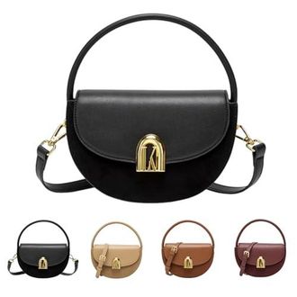 Generic Petit sac &agrave; bandouli&egrave;re en cuir pour femme, petit sac &agrave; main sous les bras, sacoche &agrave; rabat avec sangle r&eacute;glable, cadeau de No&euml;l, de travail, Noir, 11