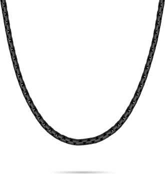 s.Oliver Herren Necklace - Halskette aus mattiertem Edelstahl - IP Schwarz - Venezianerkette 55 cm - wasserfest & hautfreundlich