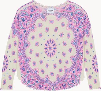 Kujten Pull cachemire col rond imprimé - Pull Mela Western