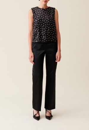 Claudie Pierlot Top noir sequins brod&eacute;s dos ouvert
