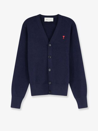 Ami Wool cardigan with iconic embroidery - AMI PARIS - gender_Man