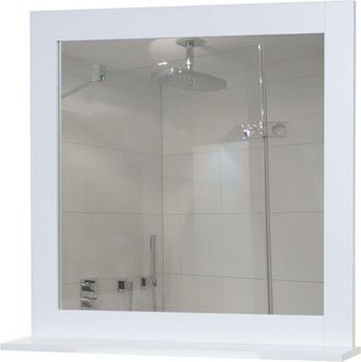 Hhg neuwertig] Wandspiegel 451, Badezimmer Badspiegel Spiegel, Ablagefläche Landhaus 58x59x12cm weiß