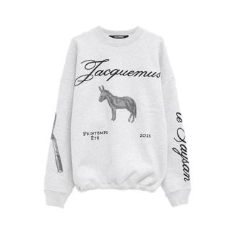 Jacquemus Homme, Sweatshirts et sweats &agrave; capuche, Gris, Taille: L SweaT-shirt