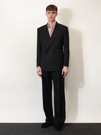 Dolce & Gabbana Mens Double-Breasted Virgin Wool Blazer Black Blazers Jacket
