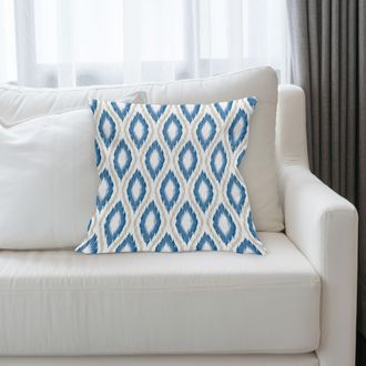 Abakuhaus Ikat Kissenbezug, Nautisch inspirierte abstrakte geometrische Formen Raute zeichnet Quadrat-Muster, Kissenhülle mit Reißverschluss Beidseitiger Druck,