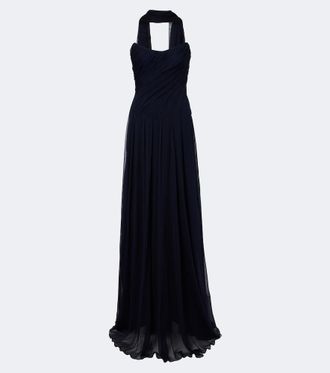 Monique Lhuillier Robe longue bustier en soie