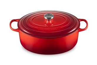 LE CREUSET Le Creuset Cocotte Signature en Fonte Émaillée avec Couvercle, 35 cm, Ovale, 8,9 L, 7,375 kg, Cerise, 21178350602430
