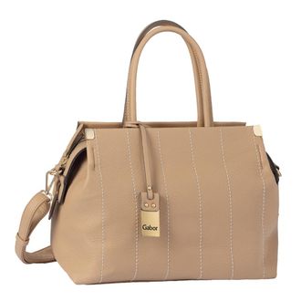 Gabor Shopper GABOR Gela Stripe, Damen, Gr. B/H/T: 35cm x 24cm x 13,5cm, beige (camel), Polyurethan, clean, gepflegt, unifarben, Taschen Shopper, feine Deta