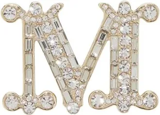 Max Mara Femme, Accessoires, Blanc, Taille: ONE Size Broche Monogramme Orn&eacute;e de Cristaux