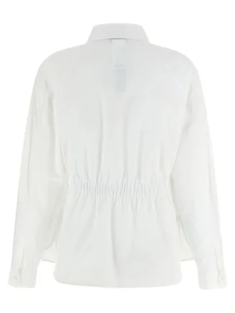 Max Mara Drawstring-Waist Cotton Poplin Shirt - White