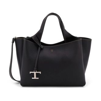Tod's Femme, Sacs, Noir, Taille: ONE Size Sac bandouli&egrave;re en cuir noir avec fermoir en m&eacute;tal