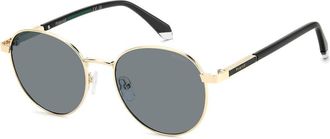 Polaroid Sunglasses Lunettes de soleil rondes &agrave; verres polaris&eacute;s gris - Dor&eacute;