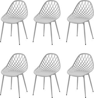 Eggree Eggree - Lot de 6 chaises de salle &agrave; manger en plastique - Pieds en m&eacute;tal - Hauteur dassise 43 cm - Couleur grise - Faciles &agrave; assembler
