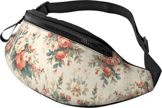 Generic Mit Rei&szlig;verschluss G&uuml;rteltasche Vintage-Blumenmuster Bauchtasche G&uuml;rteltasche Lauftasche F&uuml;r Aktivit&auml;ten Fahrrad Hundetraining 14X35Cm