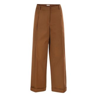 Pantaloni Torino Femme, Pantalons, Brun, Taille: 40 FR Pantalon en Gabardine de Coton Stretch