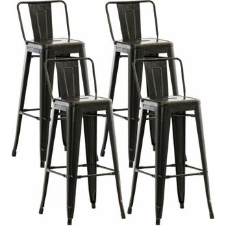 Clp Lot de 4 tabourets de bar Mason Noir-Or