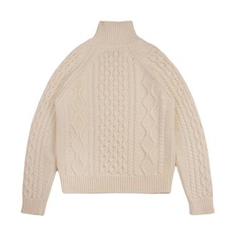 Baracuta Pull Aran &agrave; col montant - Homme - Pulls - Beige - Taille: M