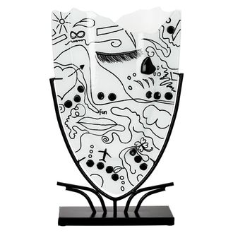 GILDE GLAS art Glas Art Vase Modern Art - wei&szlig; - Glas - H&ouml;he 49cm - handbemalt - Tischvase - Dekovase